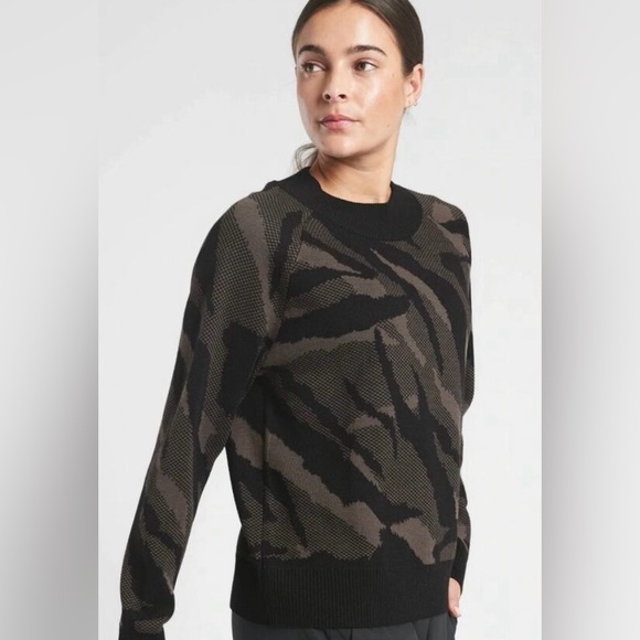 Athleta | Sweaters | Athleta Womens Sweater Wool Blend Black Gray Camo ...